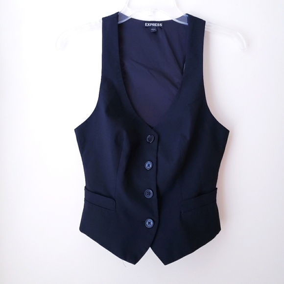 Express | Jackets & Coats | Vintage Express Black Ruffled Vest | Poshmark